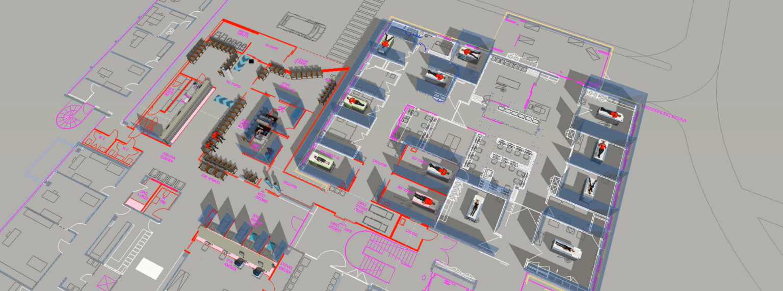 Hospital main entrance patient flow simulation - ProcSim